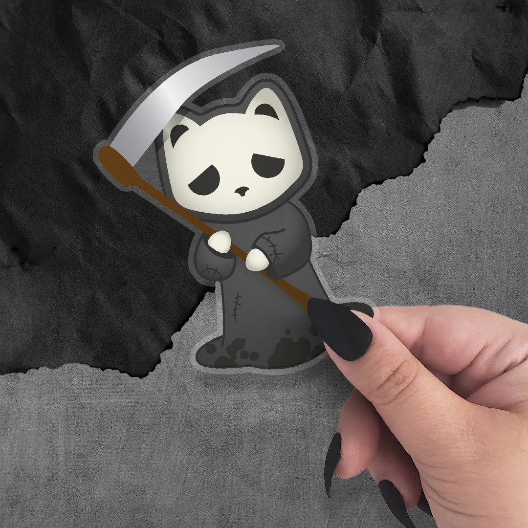 Solace the Reaper Cat - Clear Vinyl Sticker – Monster Kitty Society